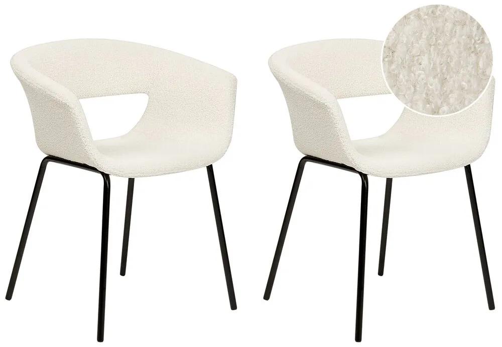 Sada 2 buklé jídelních židlí krémově bílé ELMA Beliani