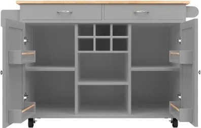 Aosom Moderní kuchyňský ostrov, multifunkční jídelní stůl s úložným prostorem, 102 x 45 x 92 cm, šedá