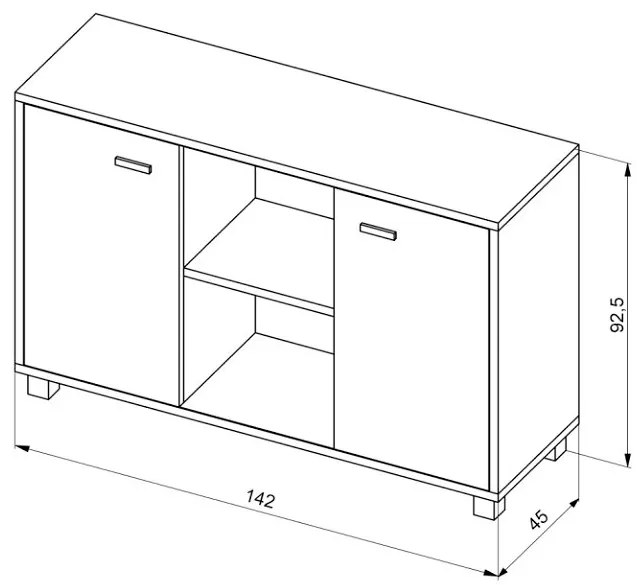 Mrava Komoda VK-2D-2P masiv | Povrchová úprava: olejovosk,Materiál nábytku: jadrový buk,Farebné prevedenie: sonoma,Rozmer - postelí, roštov, nábytku: 92,5 x 142 x 45 cm