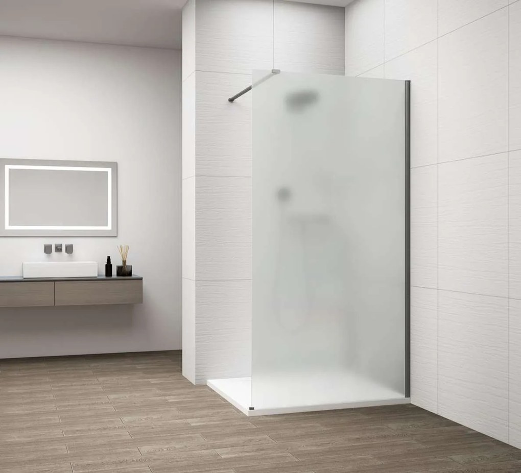 Polysan Esca - Sprchová stěna Walk-In 80x210 cm, Antidrop, matné sklo/gun metal ES1180-11