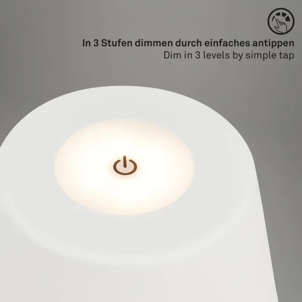 Brilo - LED Stmívatelná nabíjecí venkovní stolní lampa LED/3,5W/5V IP44 bílá