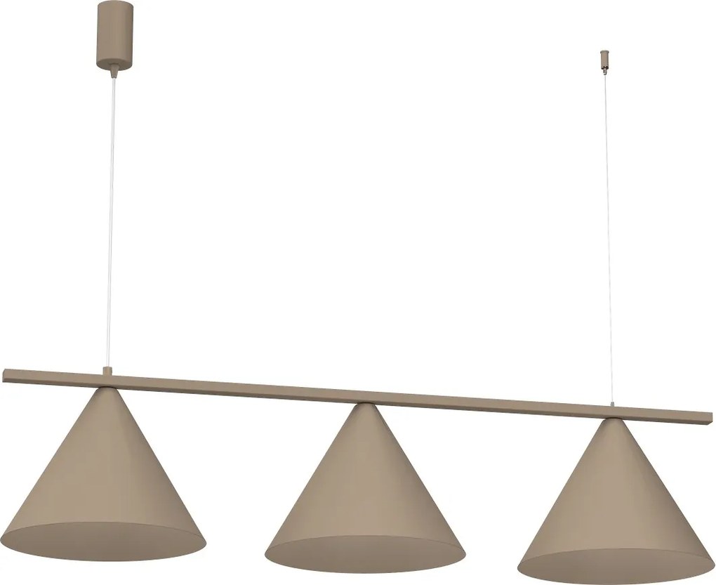 Závěsné svítidlo Capital, 3x tmavě obéžové kovové stínítko, (fi 32cm), be