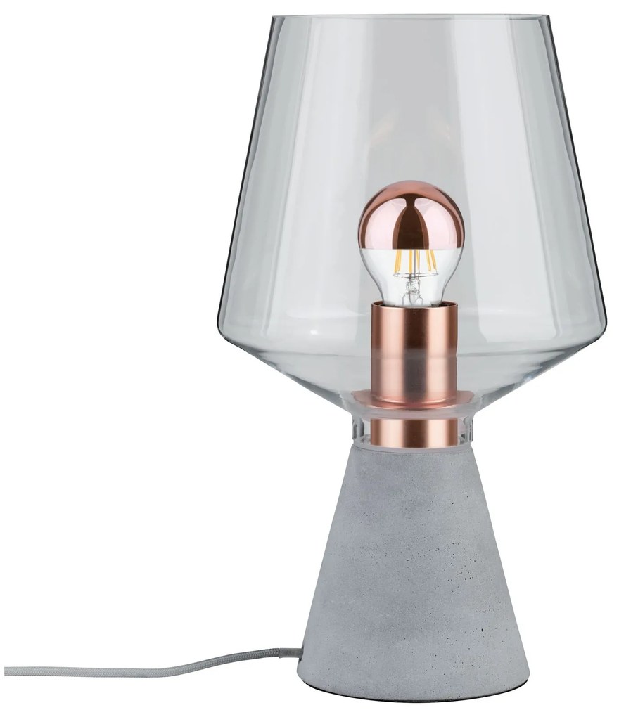 Paulmann stolní lampa Neordic Yorik 1-ramenné sklo/beton/měď 796.65 P 79665 79665