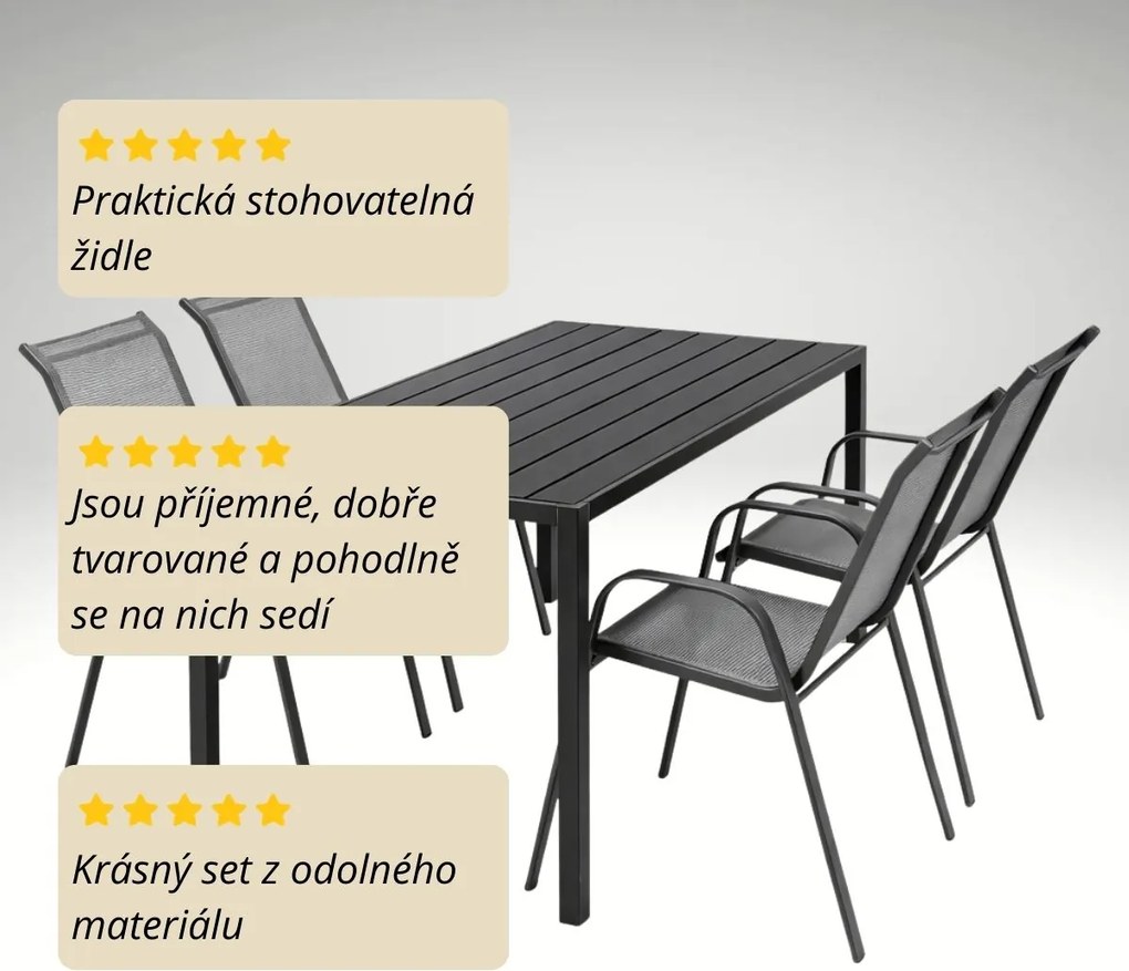 Vikio Zahradní set pro 4 osoby DK302S antracit/šedá