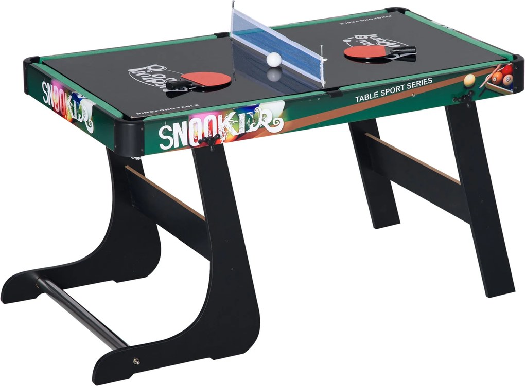 HOMCOM 6 v 1 Skládací Multiherní Stůl pro Děti od 7 Let – Stolní Hry: Kulečník, Stolní Fotbal, Ping Pong, Hoops, Air Hockey, Lední Hokej 118x104x71 cm