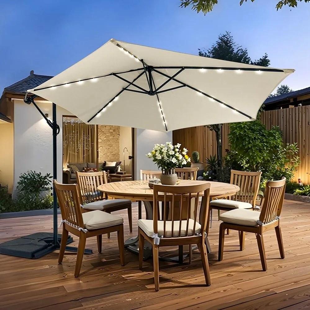 Avenberg Velký polohovatelný slunečník Sunny LED 300, béžová
