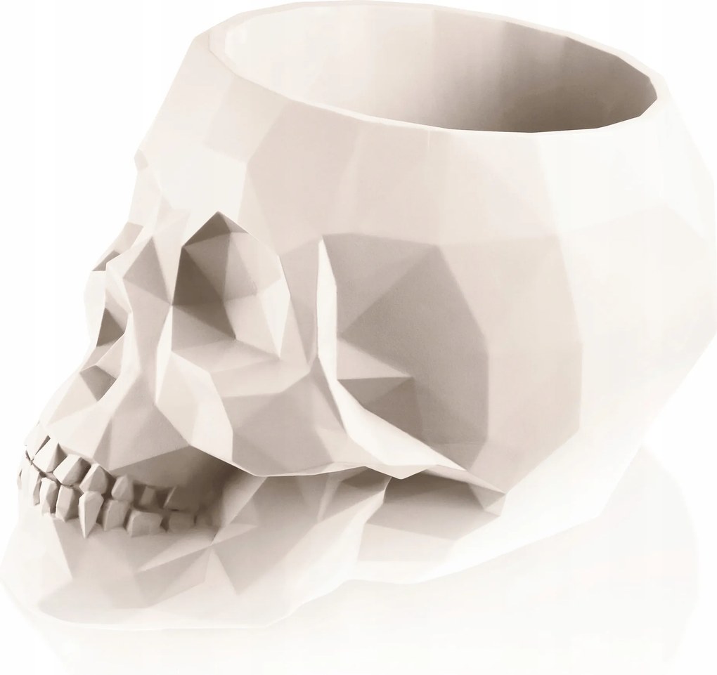 Skull Low-Poly Light Beige Poly Planter 11 cm