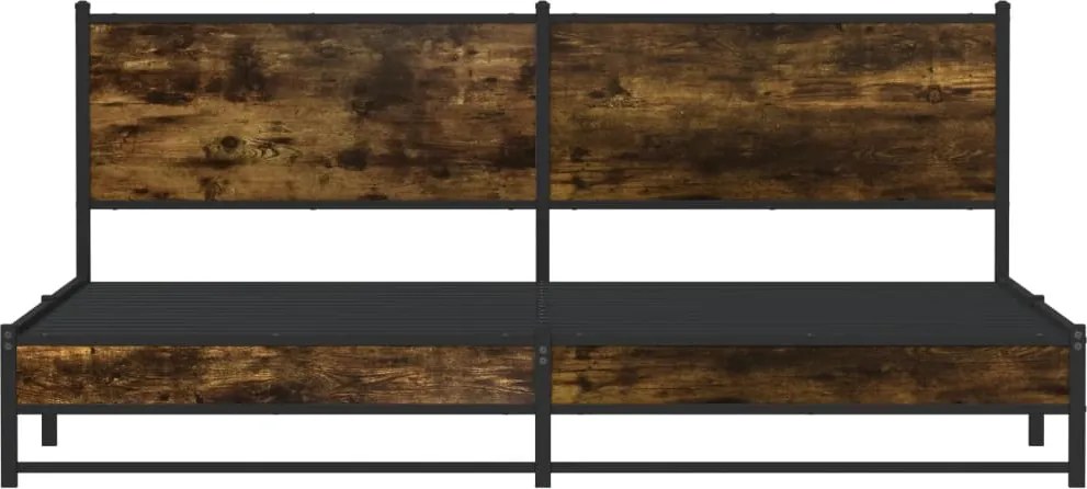 Kovový rám postele bez matrace kouřový dub 200 x 200 cm 3301384