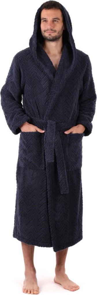 Bavlněný župan Athena s kapucí tmavě modrá 31 16 5952 unisex - L
