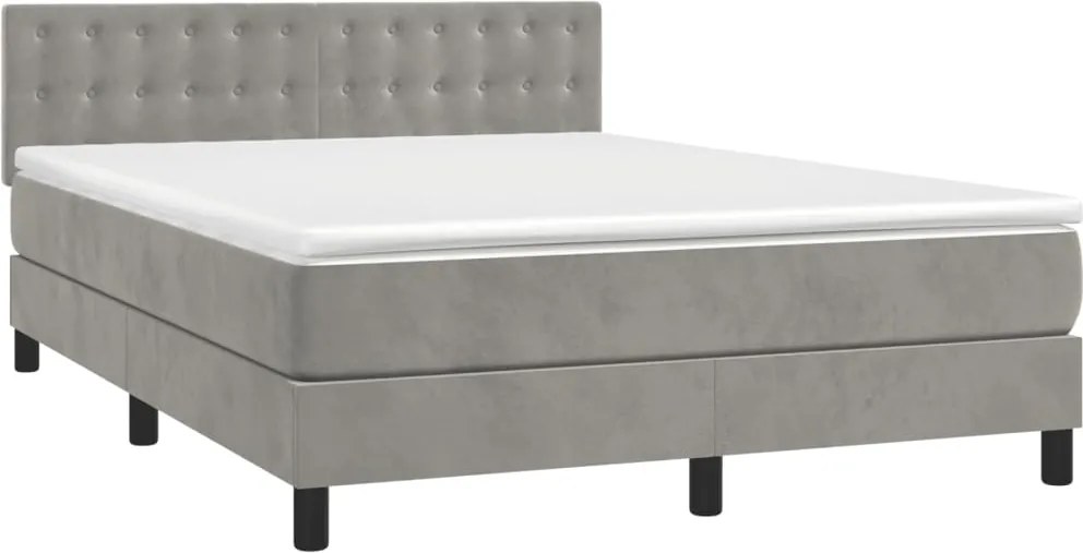 Box spring postel s matrací světle šedá 140x190 cm samet 3141539