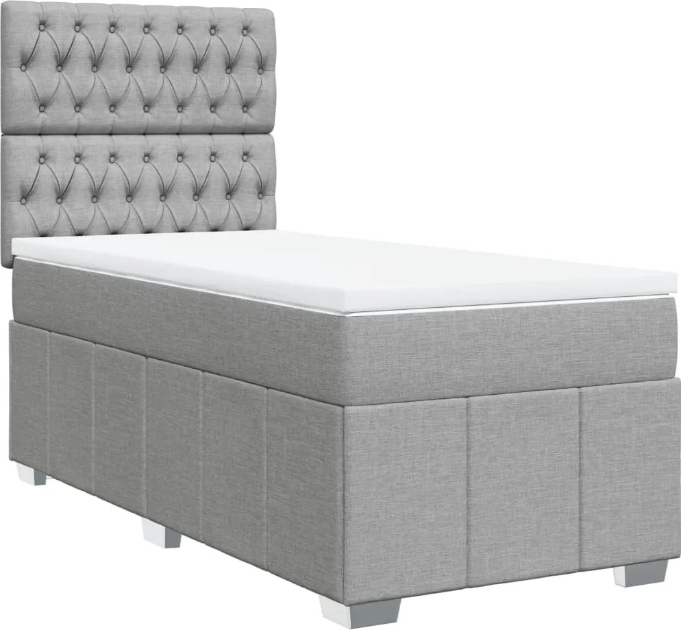 Box spring postel s matrací světle šedá 80 x 200 cm textil 3293802