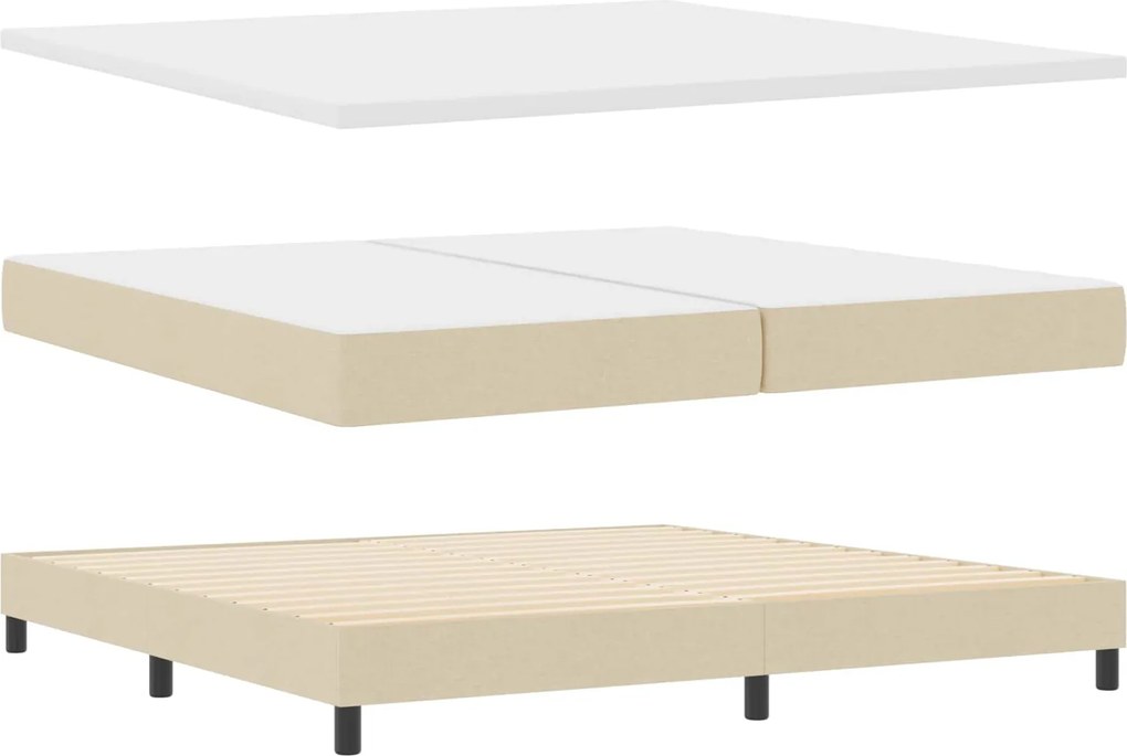 Postel s boxspringem s čelo Krémová 200 x 200 cm textil 3338718