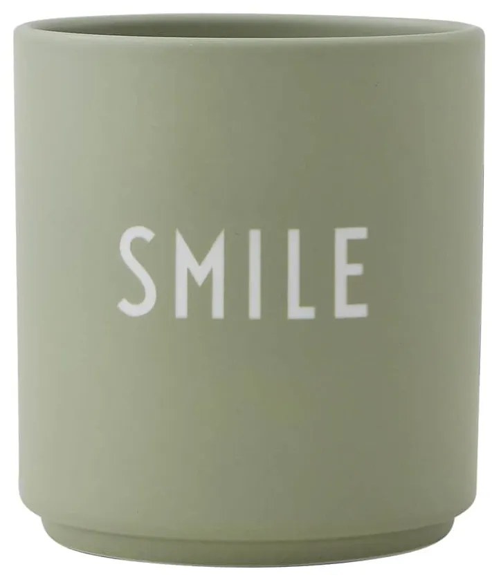 DESIGN LETTERS Porcelánový hrneček Smile 300 ml, zelená barva, porcelán