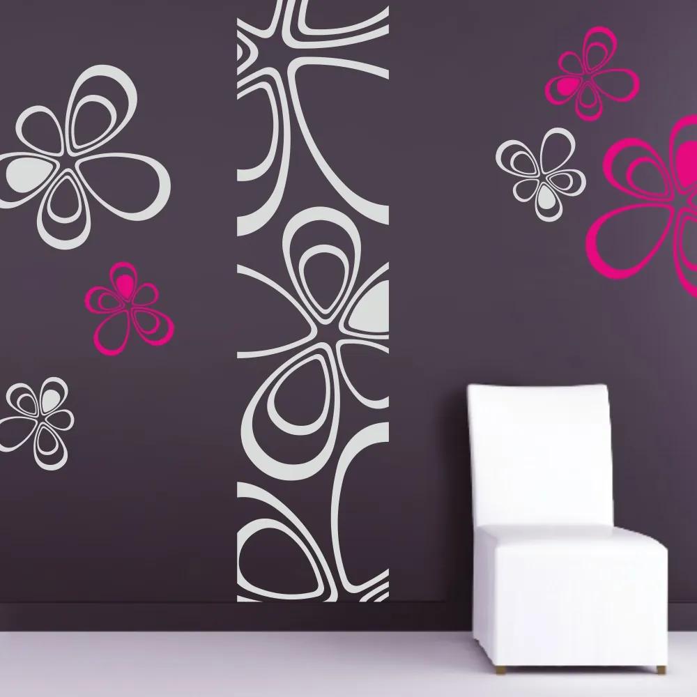 WALLVINIL Samolepky na zeď - Floral triangles Barva: Stříbrná, Velikost: Pruh 250x60 cm