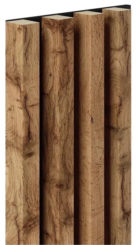 Akustické dekorační panely MAXI, dub wotan 3D lamely na filcovém podkladu, rozměr 270 x 17,7 cm, IMPOL TRADE
