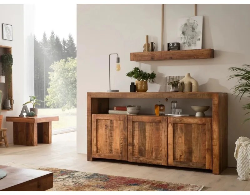 furniture-nabytek.cz - Masivní nástěnná police Countryside z mangového dřeva, lakovaná, hnědá – 100 cm
