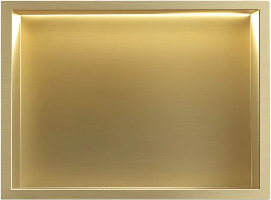 Rea Rea, LED polička na zapuštění 45x30x10 cm, 12W, 3000K, zlatá matná, REA-08545