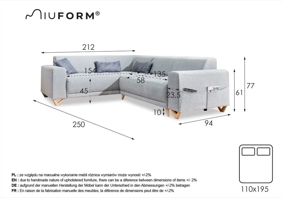 Růžová rozkládací/s úložným prostorem rohová pohovka (levý roh/do L) Classy Sophie – Miuform