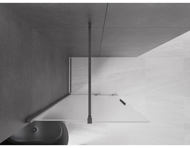 Mexen Velar, sprchová zástěna s posuvnými dveřmi Walk-in 100 x 200 cm, 8mm sklo námraza, grafit broušený, 871-100-000-33-66