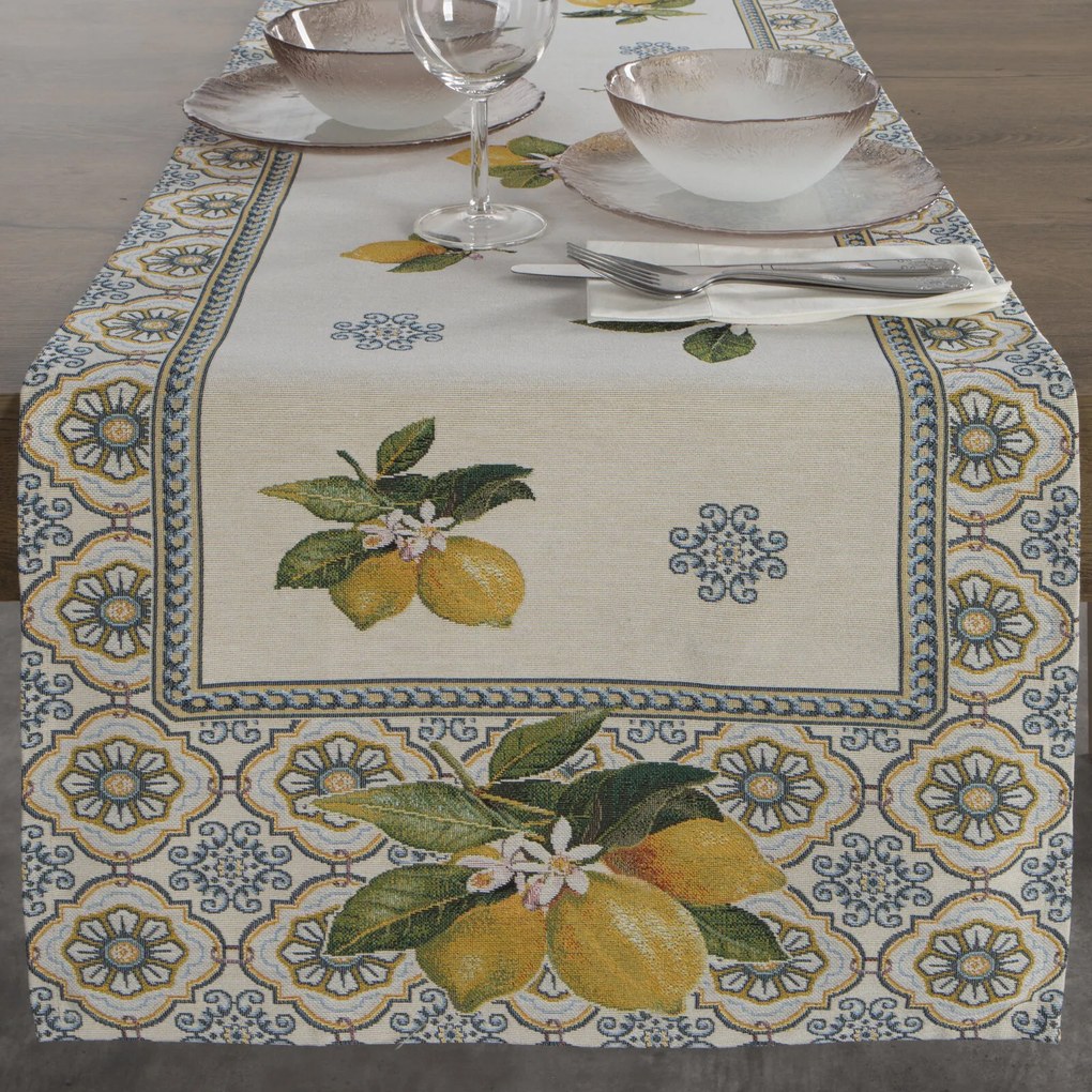 GOBELÍNOVÝ BĚHOUN NA STŮL LEMON 45X140 CM VZOROVANÝ
