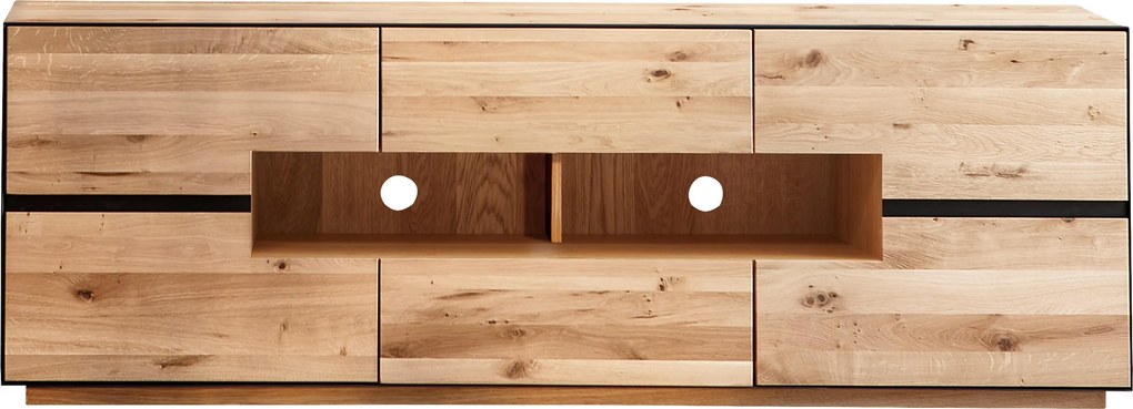 XXXLutz KOMODA POD TELEVIZI, divoký dub, antracitová, 181/62/47 cm Linea Natura - Komody z masivu - 001770000118