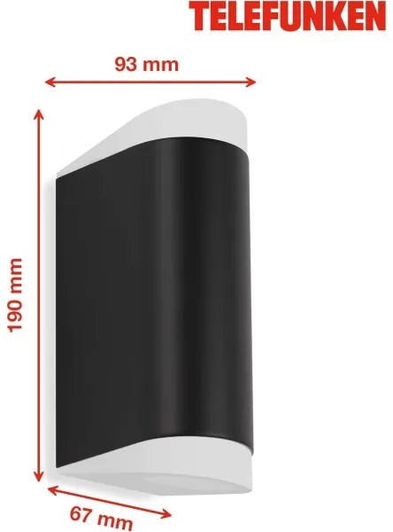 Telefunken 314905TF - LED Venkovní nástěnné svítidlo 2xGU10/5W/230V IP44 černá