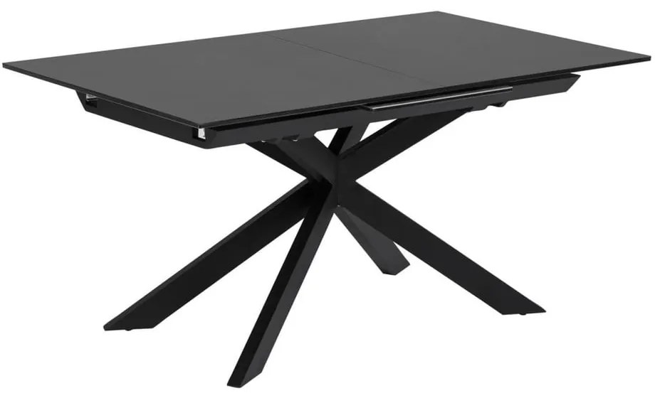Černý rozkládací jídelní stůl se skleněnou deskou 90x210 cm Atminda – Kave Home