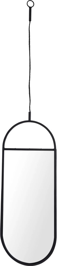 Závěsné kovové zrcátko v černé barvě, 59 cm