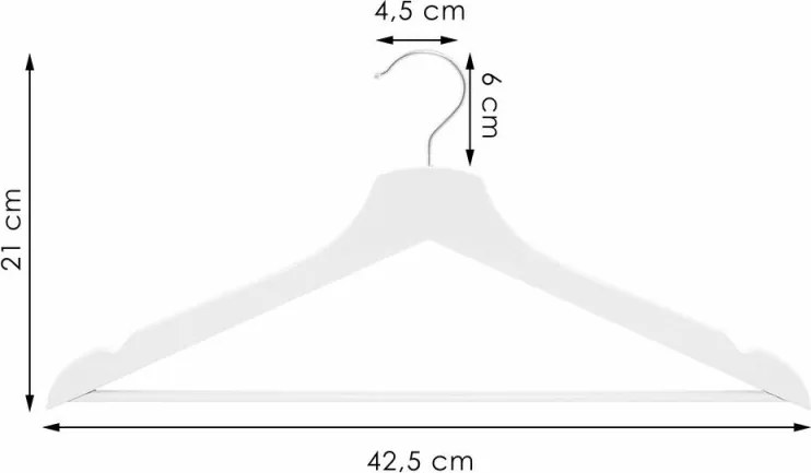 Dřevěná ramínka 42,5 cm, bílá, sada 20ks SPRINGOS HG0059