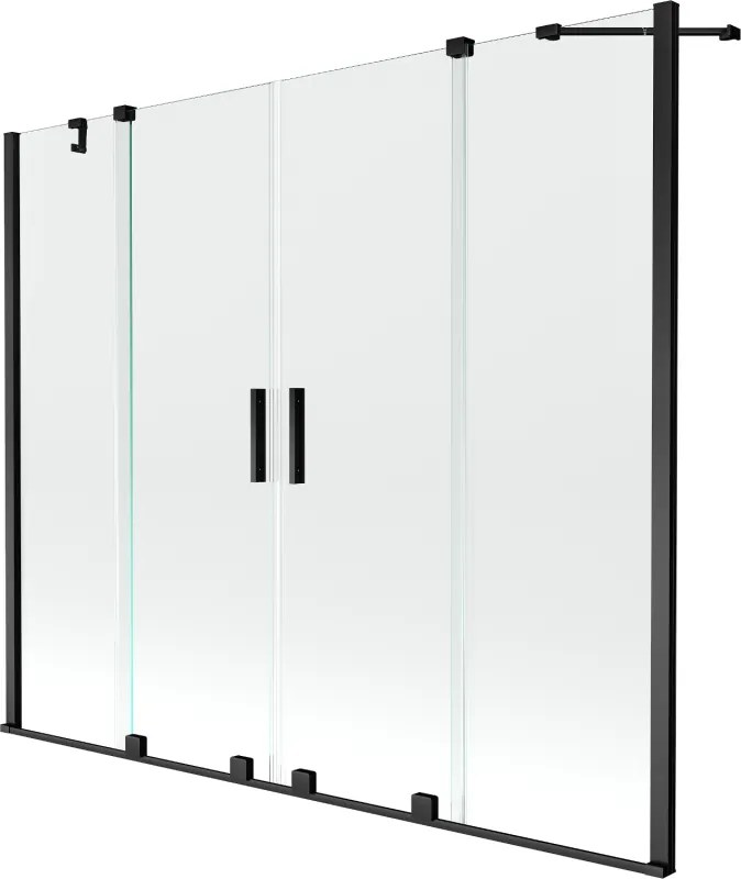 Mexen Velar Duo, 2-křídlová posuvná vanová zástěna 170 x 150 cm, 8mm čiré sklo, černý matný profil, 896-170-000-02-70