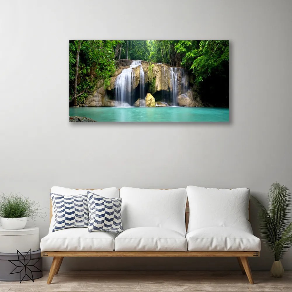 Obraz na plátně Vodopád Strom Příroda 125x50 cm