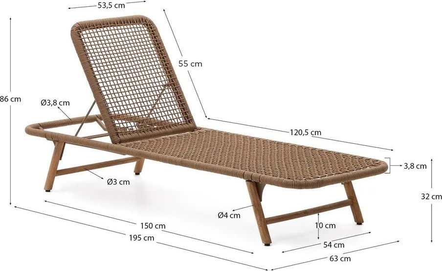 Hnědé dřevěné/kovové zahradní lehátko Dandara – Kave Home