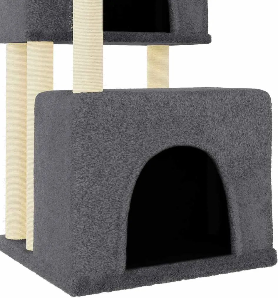 Škrabadlo pro kočky se sisalovými sloupky tmavě šedé 122 cm 172054