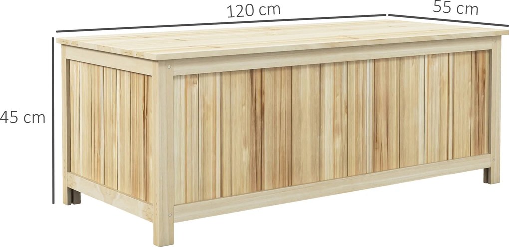 Outsunny Zahradní úložný box z dřeva s hydraulickými vzpěrami - 172L - 120L x 55W x 45H cm