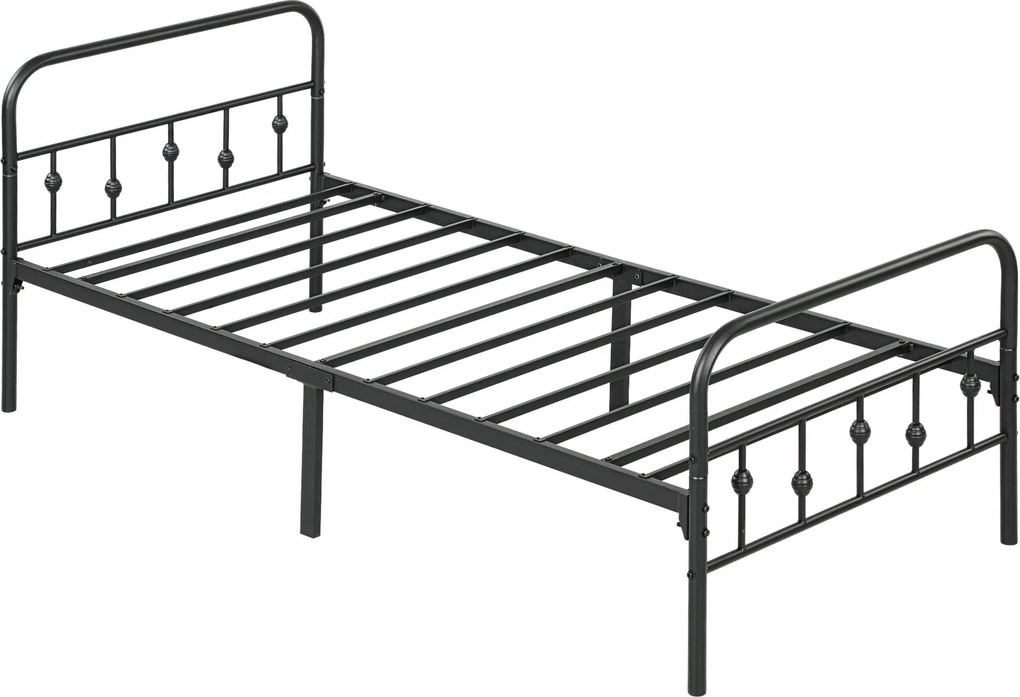 HOMCOM Rám postele pro matraci 200 x 90 cm, skládací rám postele, kovová postel vysoká 82,5 cm, kovový rám postele z kovu, do ložnice, pokoj pro host…