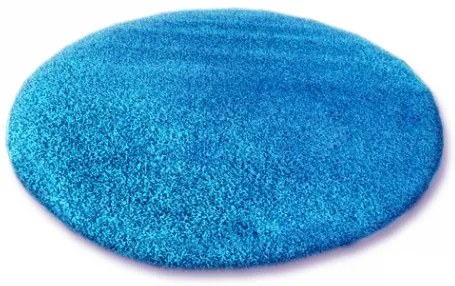 Makro Abra  Kulatý koberec SHAGGY 5cm modrý průměr 120cm
