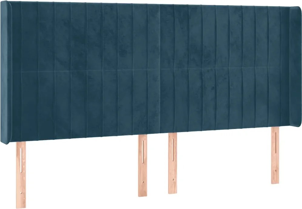 Box spring postel s matrací a LED tmavě modrá 160x200 cm samet 3139695