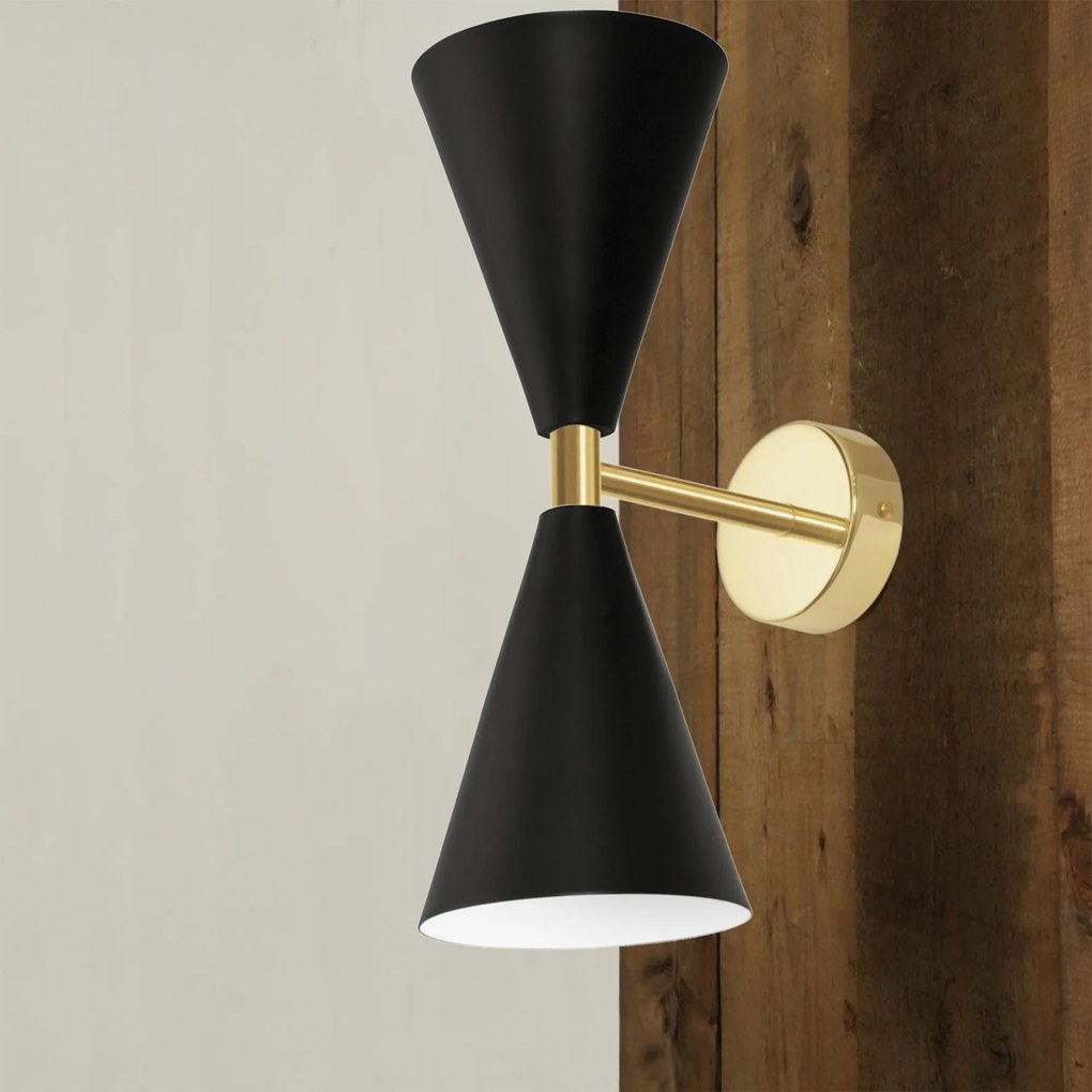 Toolight, nástěnné svítidlo 2xE27, APP1140-2W, černá matná-zlatá, OSW-14007
