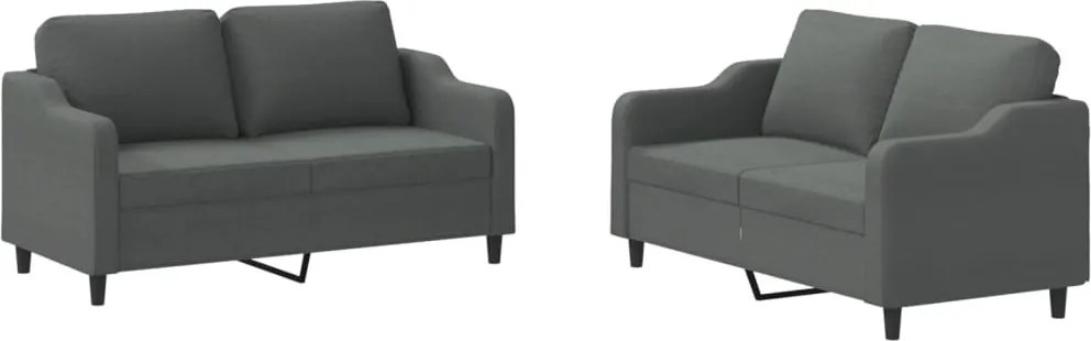 2dílná sedací souprava s poduškami tmavě šedá textil 3201803
