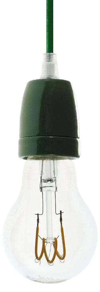 creative cables Závěsná lampa s textilním kabelem a barevnými detaily z porcelánu Barva: Zelená