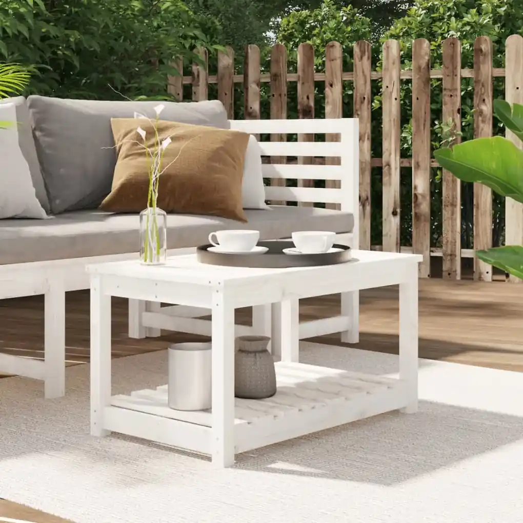 Zahradní stůl bílý 82,5 x 50,5 x 45 cm masivní borové dřevo, 824135  HangarStore.cz | BIANO