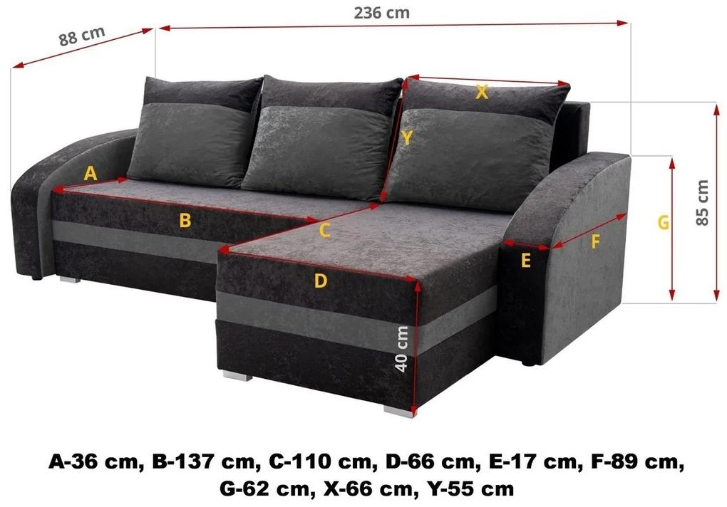 Casarredo - Komfort nábytek Rohová sedací souprava WALERIANA rozkládací s úložným prostorem, Suedine 1021/1009