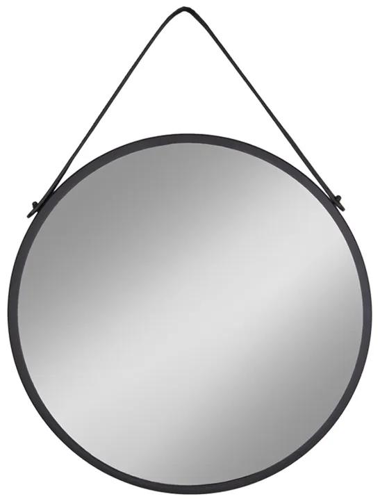 Černé závěsné kovové zrcadlo Nordic Living Chantal 38 cm