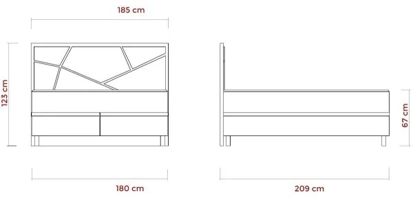 Čalouněná postel s matracemi a úložným prostorem NAOMI 180x200 cm béžová