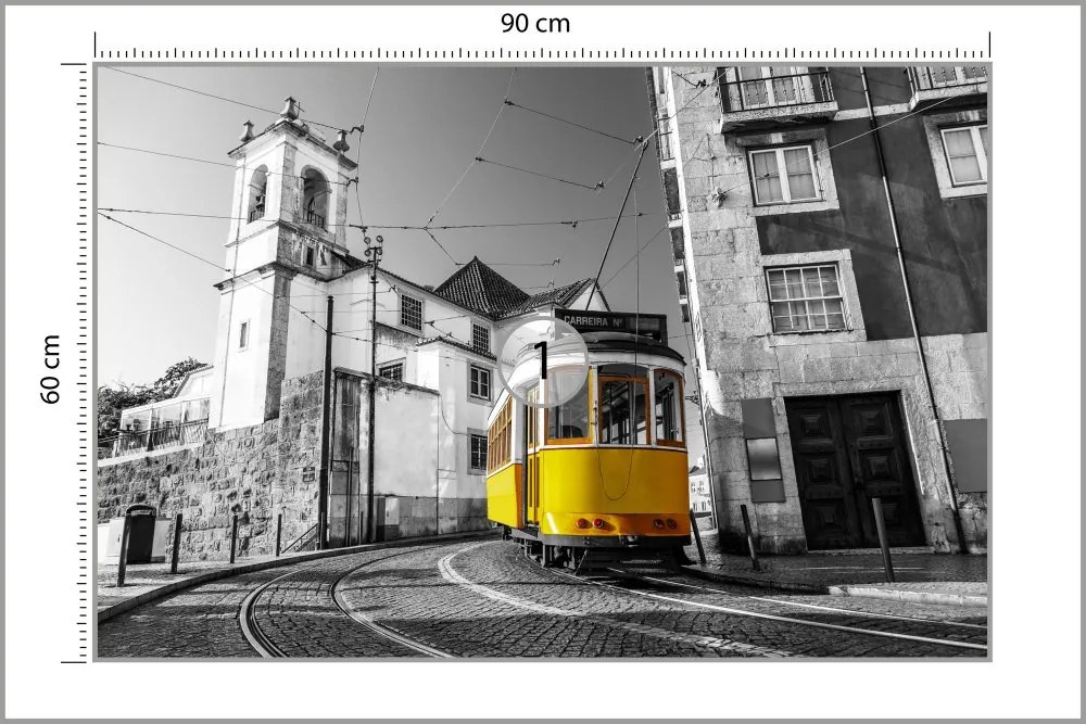 Fototapeta Tramvaj V Historické Čtvrti V Lisabonu Hladký vinyl 405x270