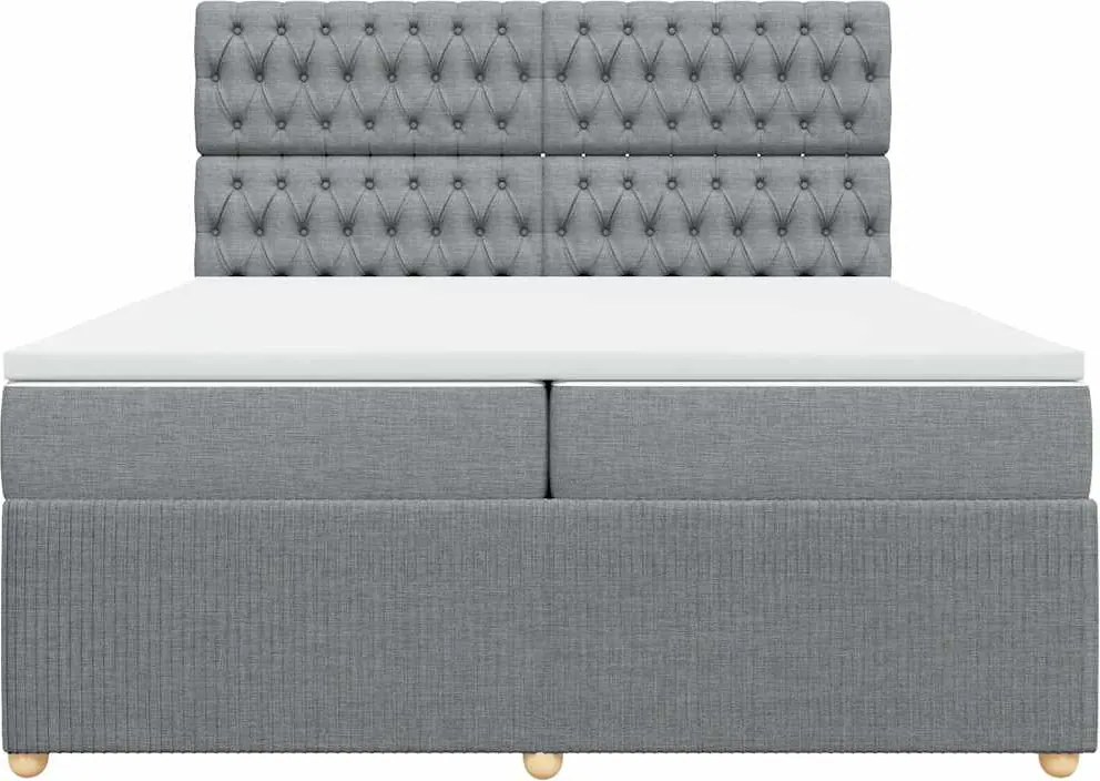 Box spring postel s matrací světle šedá 200 x 200 cm textil 3294470