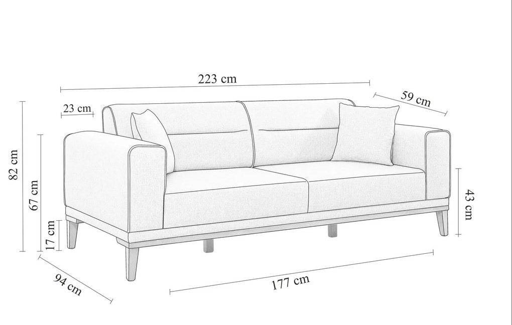 Hanah Home Dvoumístná pohovka LIONES antracitová 223 cm
