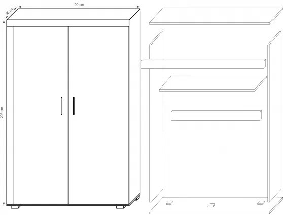 Jurek Šatní skříň Samba 1 Kombinace barev: Švestka / Smetana
