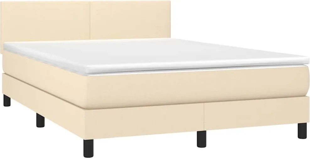 Box spring postel s matrací a LED krémová 140x200 cm textil 3133002