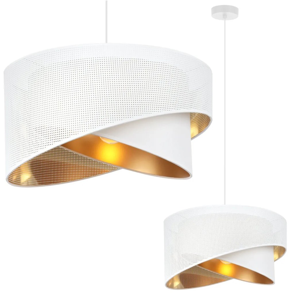 Závěsné svítidlo Asti Duo1, 1x PVC/bílé textilní stínítko, (fi 45cm), g, w